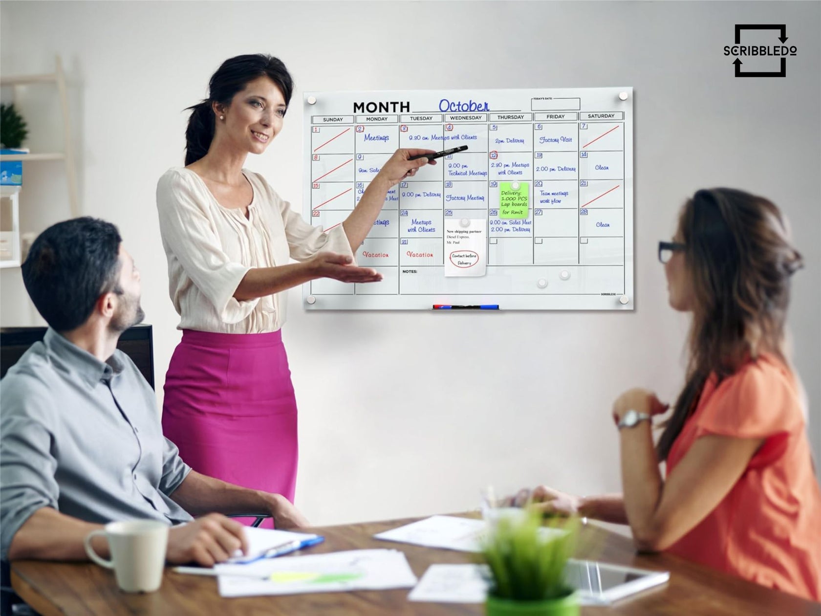 Magnetic Glass Whiteboard 2024 Calendar 18"x24" Monthly Planner ...